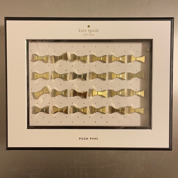 kate spade | Accents | Kate Spade Cute Gold Bow 2 Push Pins 24 Count ...